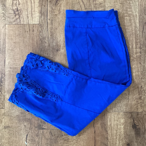 Attyre | Pants & Jumpsuits | Attyre Royal Blue Capris With Lace Bottom ...